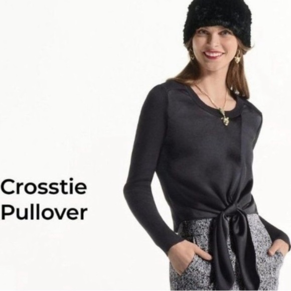 CAbi | Tops | Cabi Satinfront Sweater Top Wcrossover Tie At Front Waist ...